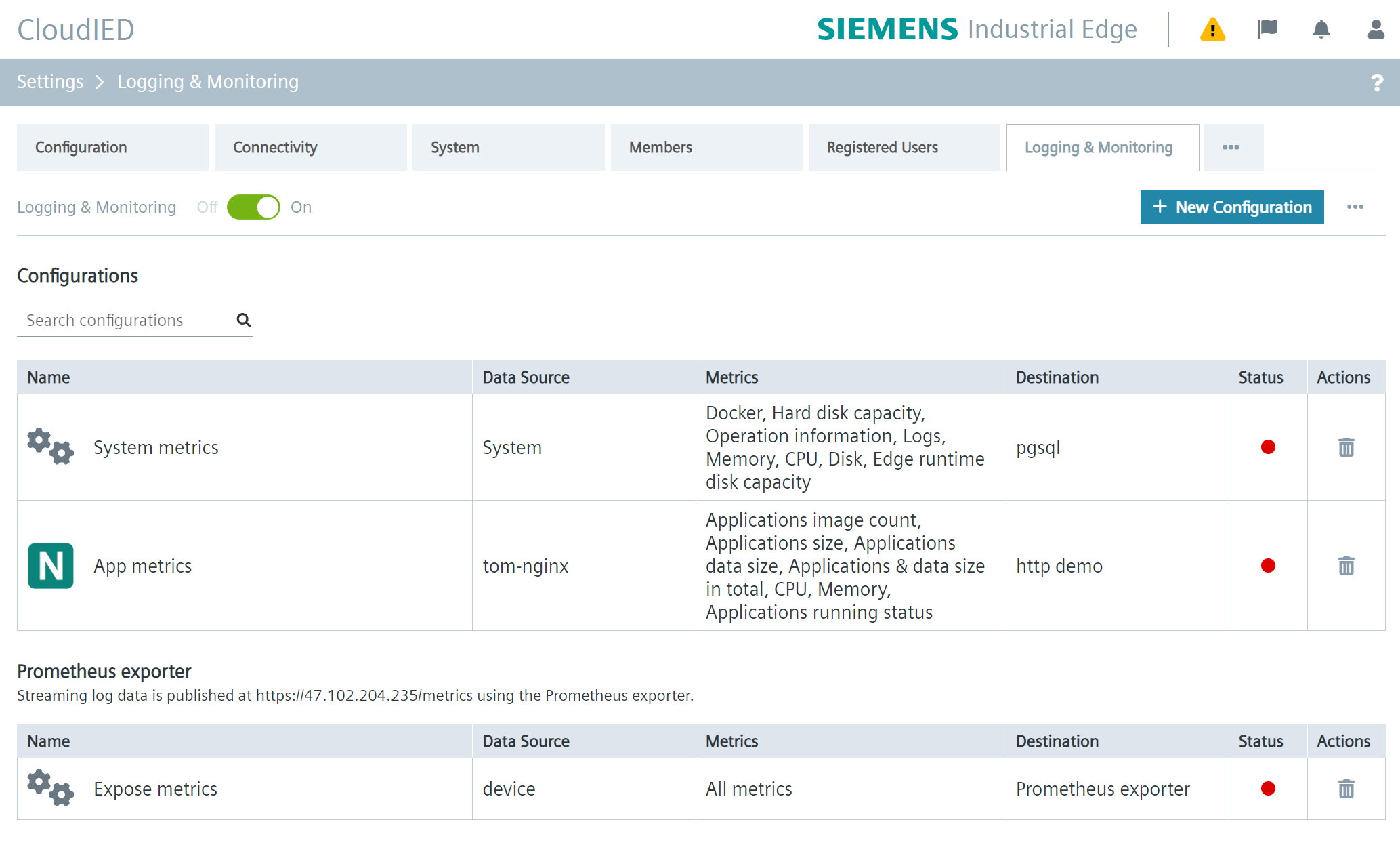 Global Settings & Limitations - Industrial Edge Documentation