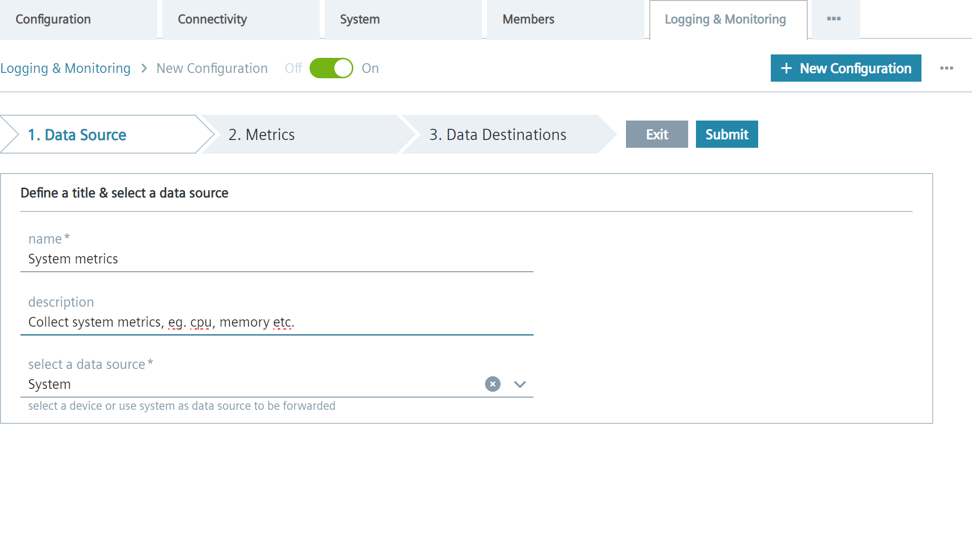 Creating metrics configuration - Industrial Edge Documentation