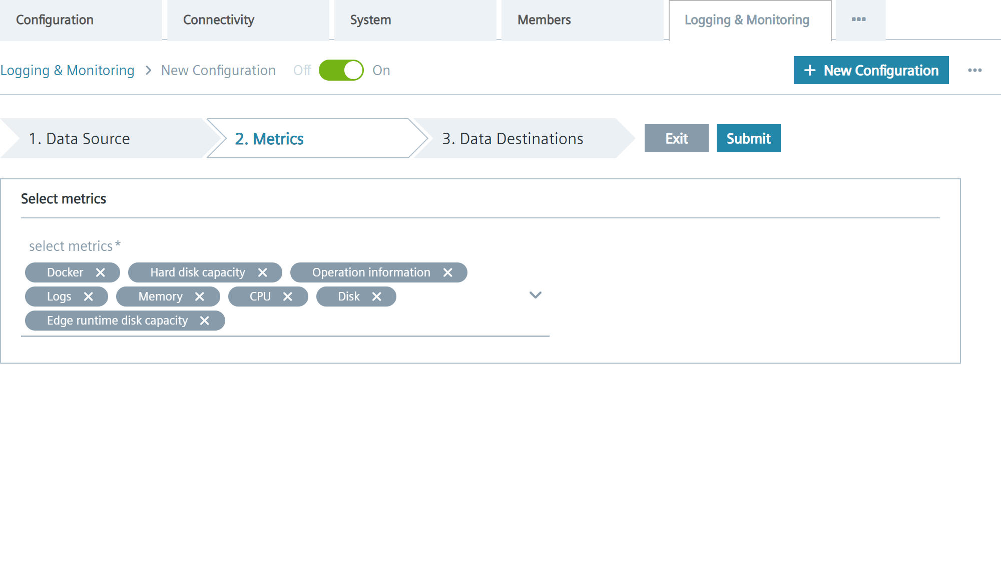 Creating metrics configuration - Industrial Edge Documentation