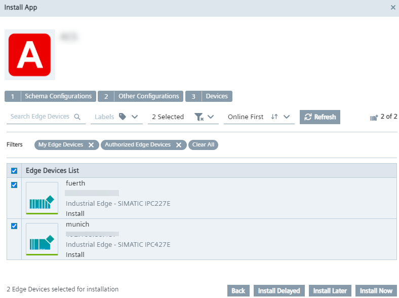 Installing an app via the IE ACS - Industrial Edge Documentation
